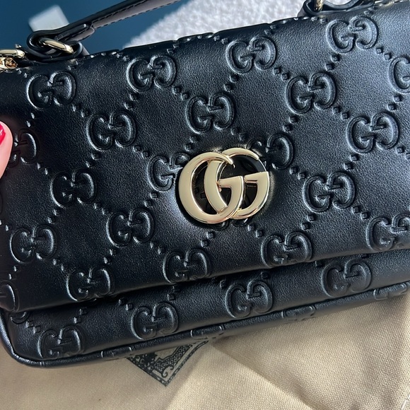 boutique | Bags | Gucci Monogramed Bag With Gold Hardware | Poshmark